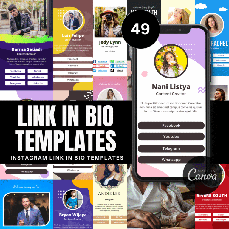 Free 49 Link in Bio Templates for Instagram & TikTok, Canva Editable ...