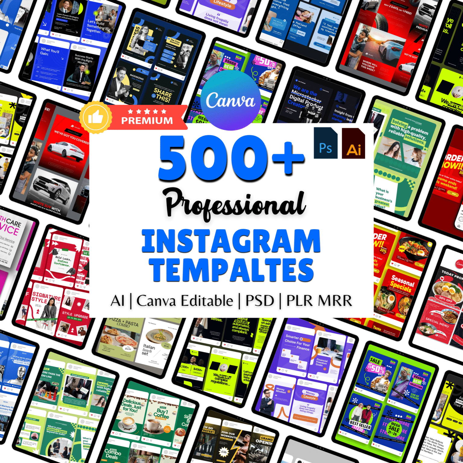 500+ Instagram Templates Canva, psd & ai Editable, plr mrr - Pixbundle