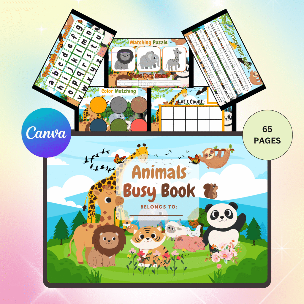 Animals Busy Book for Kids | 65-Page Montessori Activities - pixbundle.com
