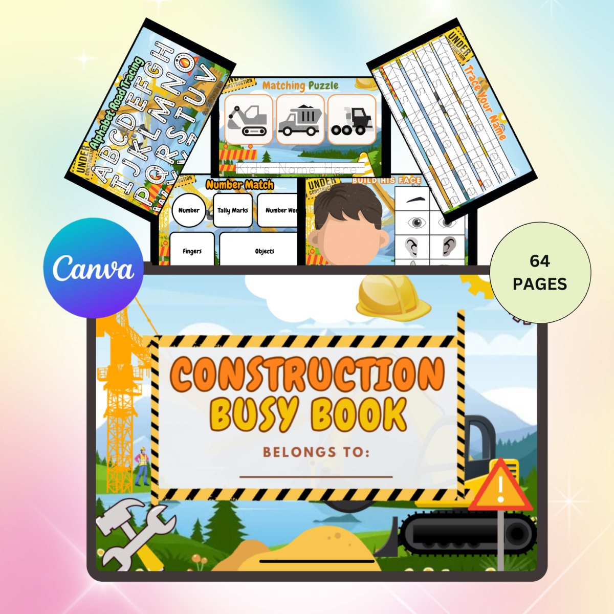 Construction Busy Book for Kids | Canva Printable Montessori - Pixbundle