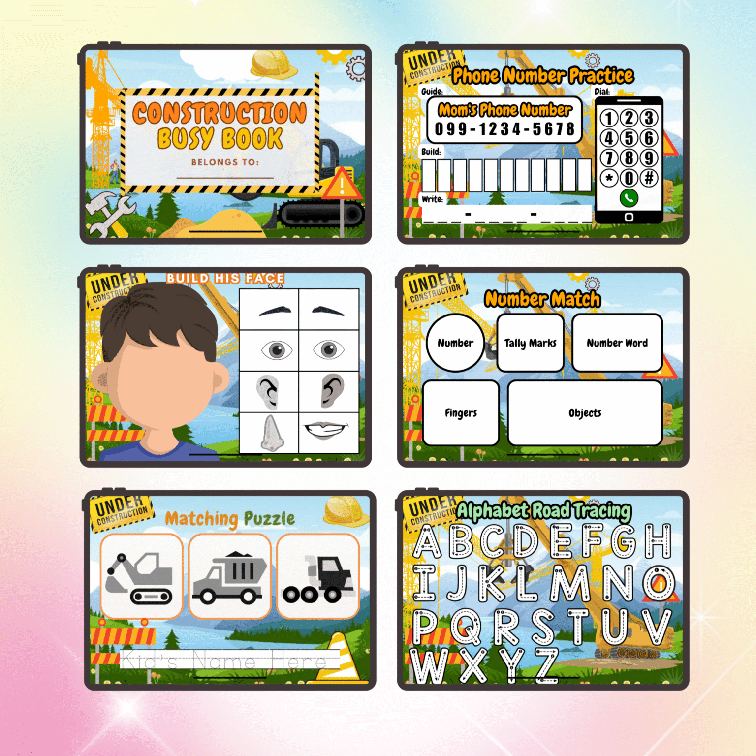 Construction Busy Book for Kids | Canva Printable Montessori - Pixbundle