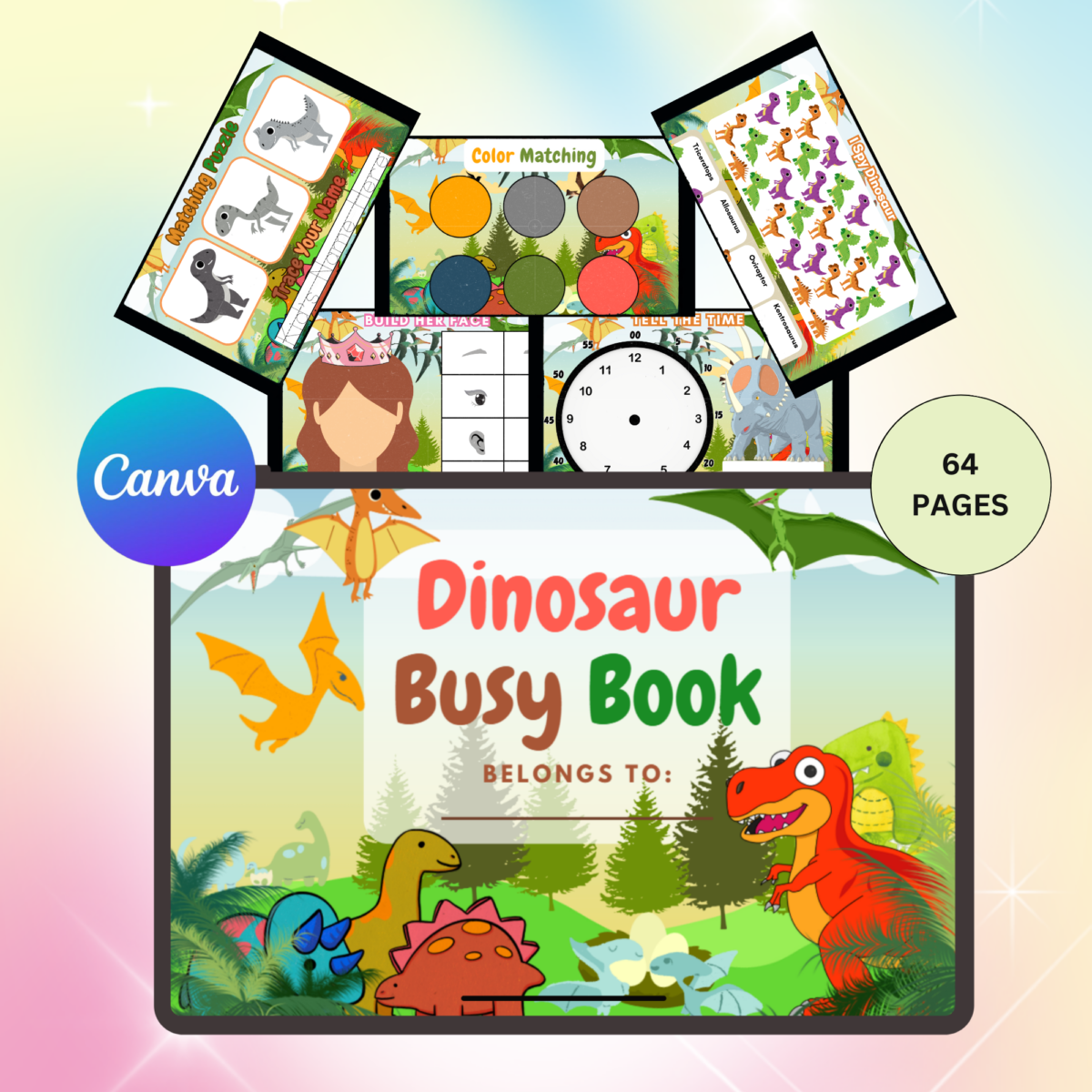 Dinosaur Busy Book for Kids | Printable Montessori Activities ...